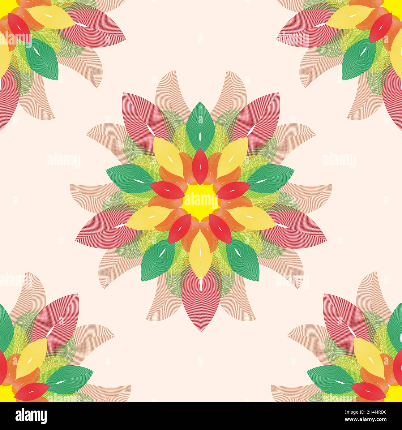 Illustration of seamless pattern of various colored flowers isolated on ...