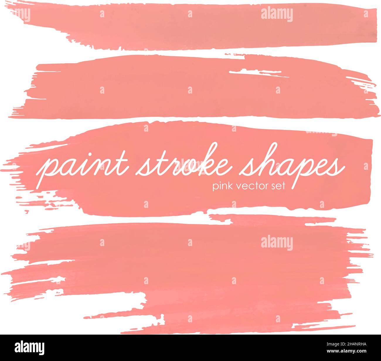 Water Brushes Pink Design. Graphic Strokes Texture. Vector Traced Lines ...