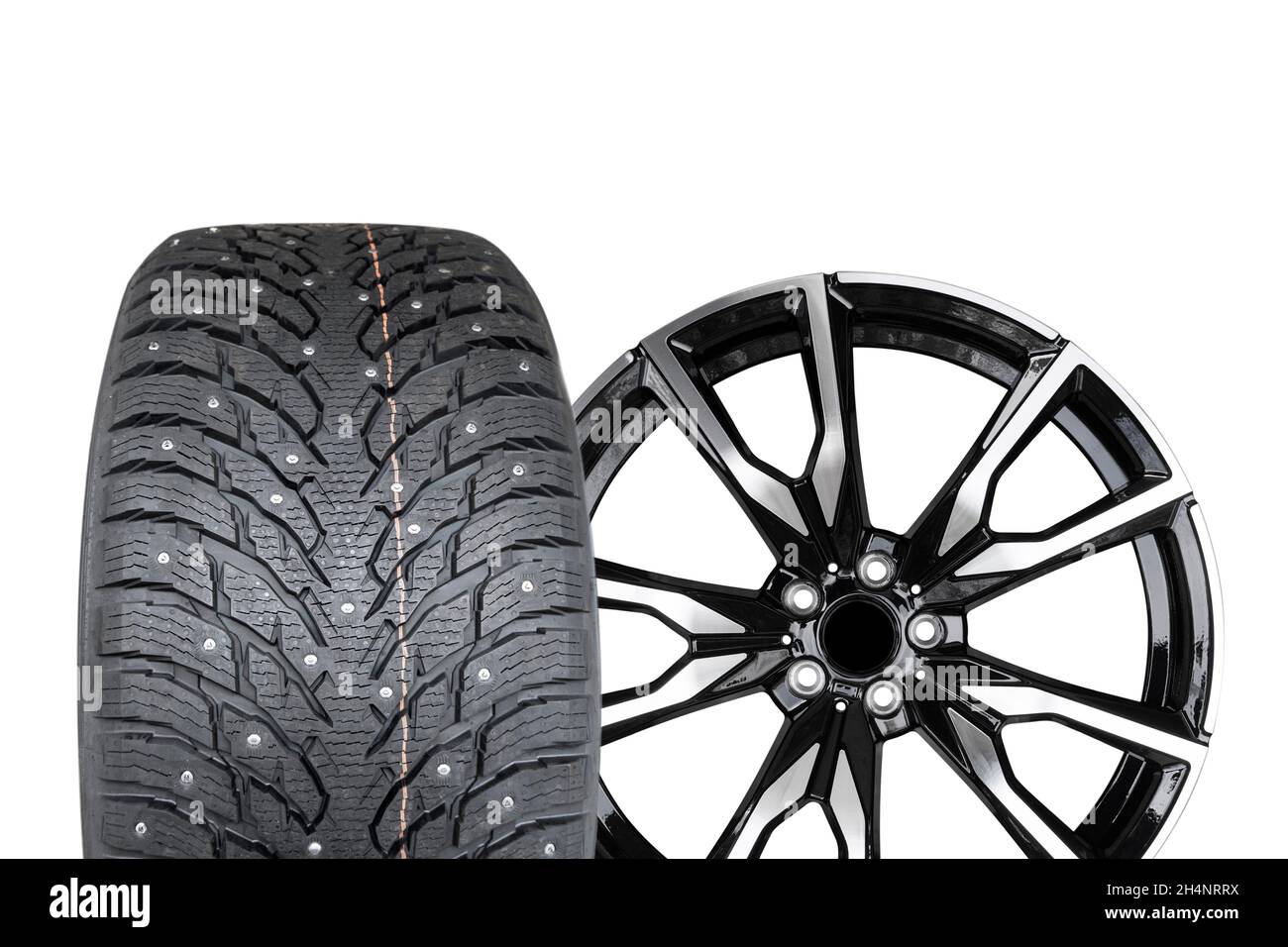 Car alloy wheel and tyre isolated on white background. New alloy wheel ...