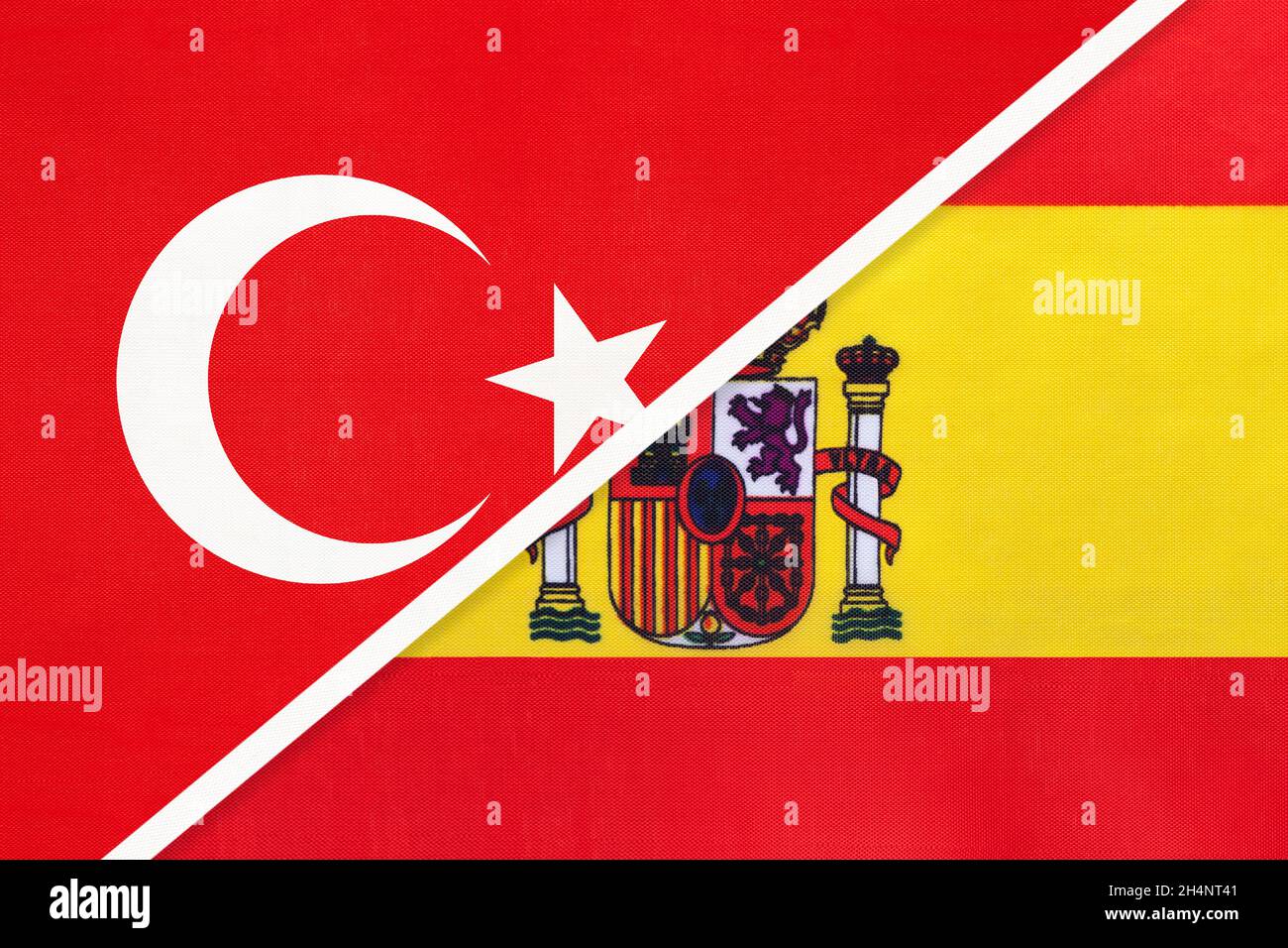 Turkey and Spain, symbol of country. Turkish vs Spanish national flags ...