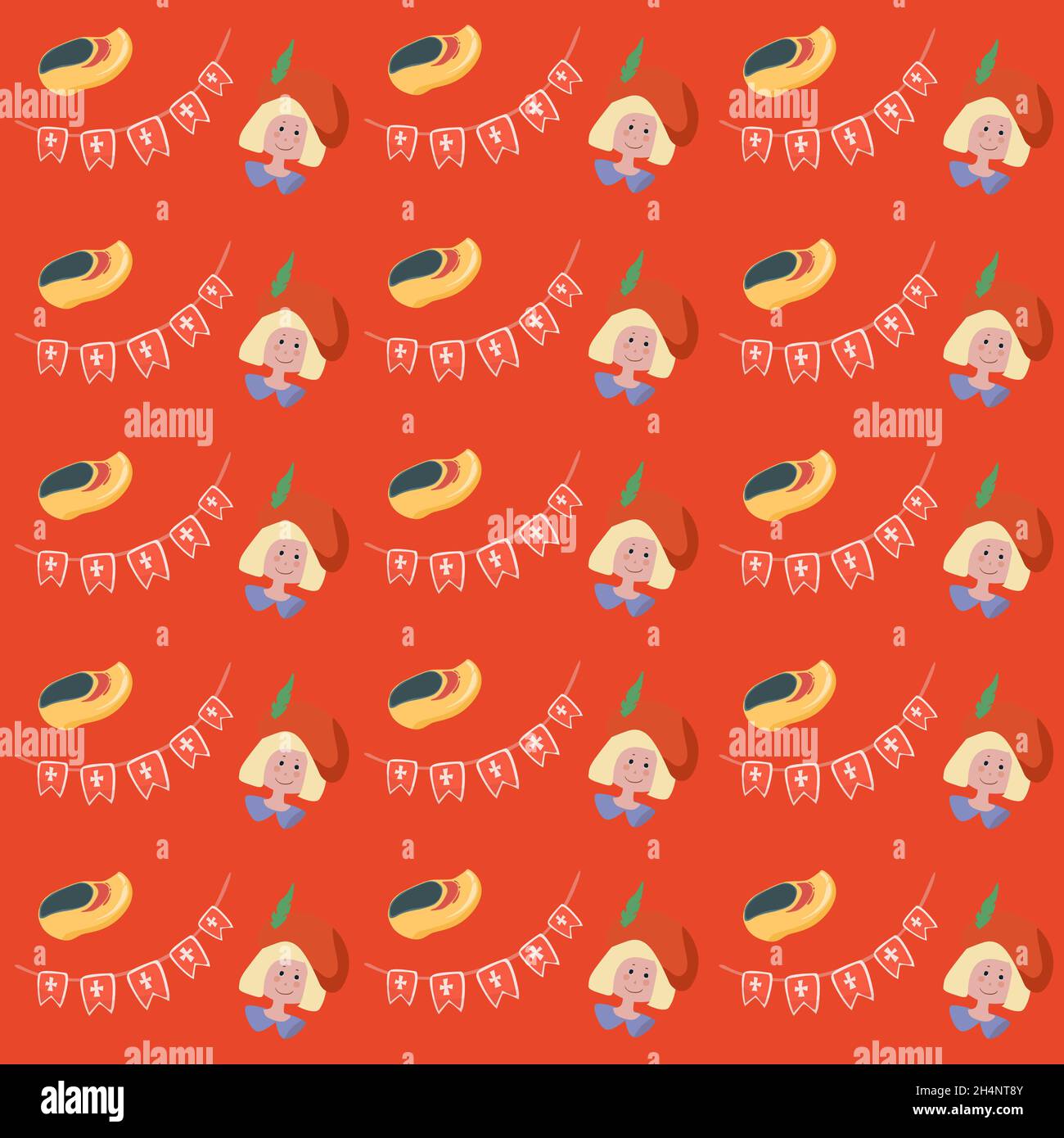 Dutch holiday Sinterklaas .pattern . St. Nicolas day.yellow boot and ...