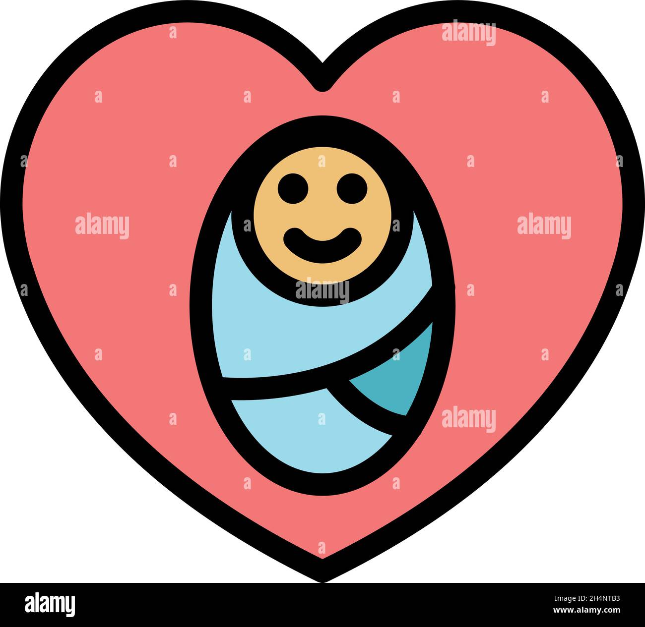 Heart love baby icon. Outline heart love baby vector icon color flat ...