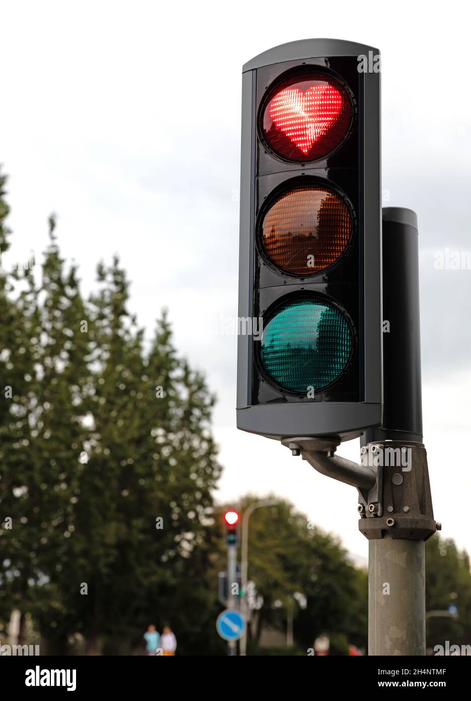 The traffic light with the red heart, Iceland Stock Photo - Alamy
