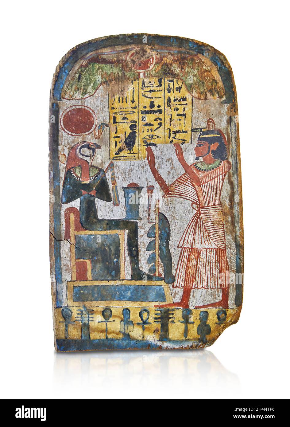 Ancient Egyptian stele of a priest worshiping Re Horakht, 944-735 BC ...