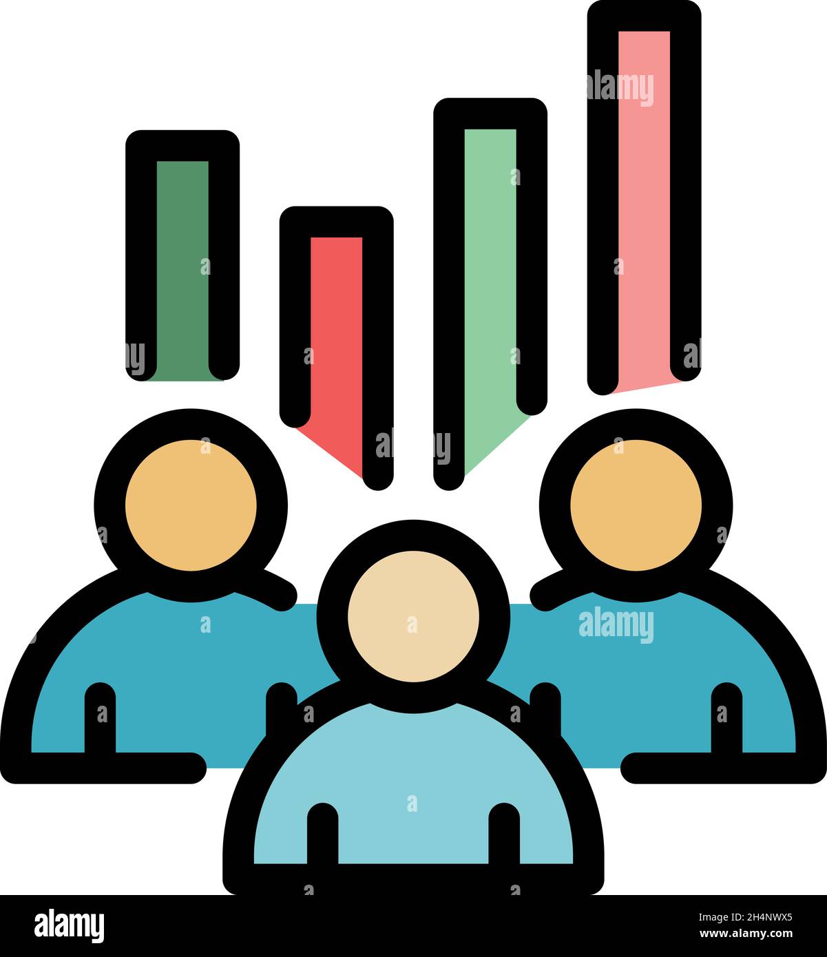Outsource teamwork icon. Outline outsource teamwork vector icon color ...