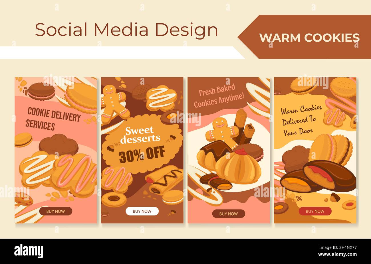 Sweet food delivery, cookie banner, vector illustration Stock Vector ...