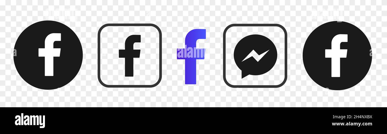 Facebook logo icons set isolated on transparent Stock Photo - Alamy