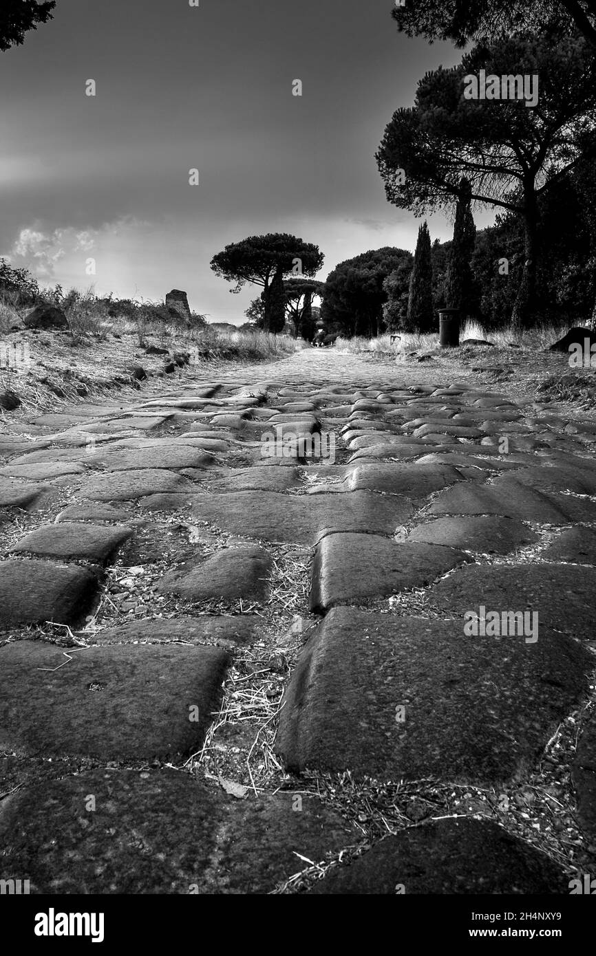 Stone ancient road path Black and White Stock Photos & Images - Alamy