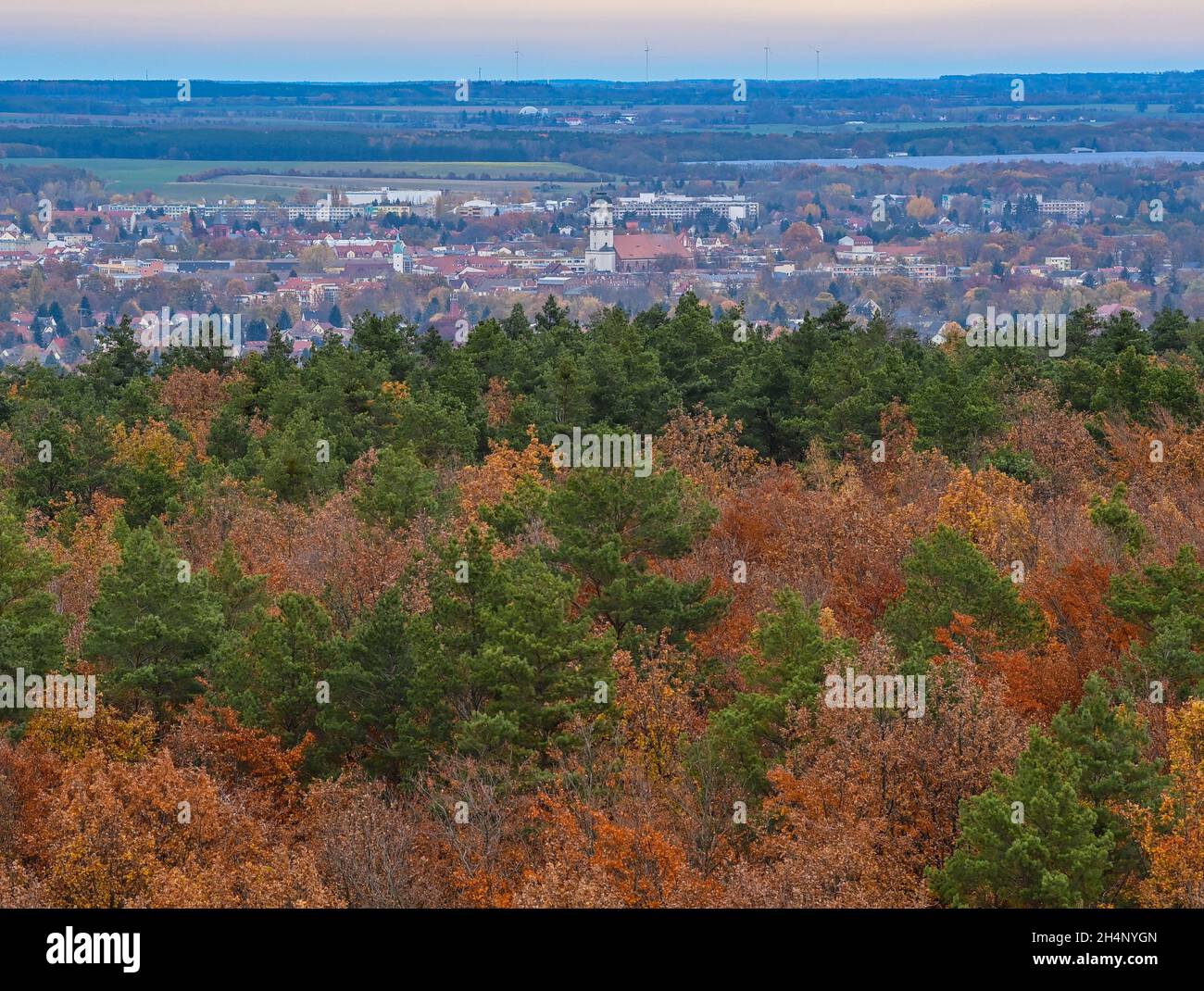 03 November 2021, Brandenburg, Rauen: View from the approximately 40 ...
