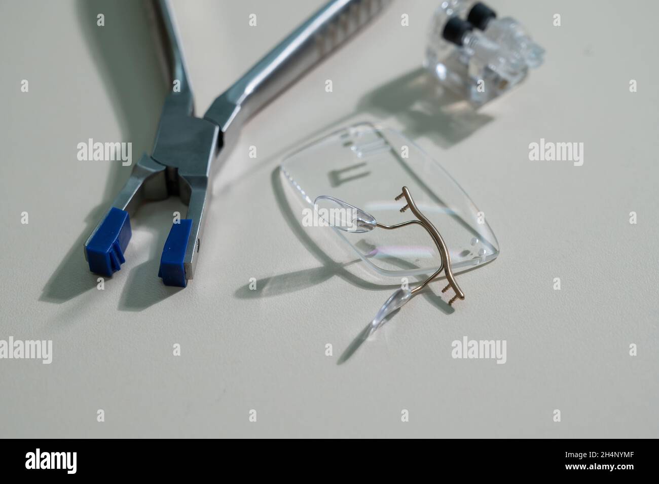 Disassembled glasses and instruments by an ophthalmologist Stock Photo ...