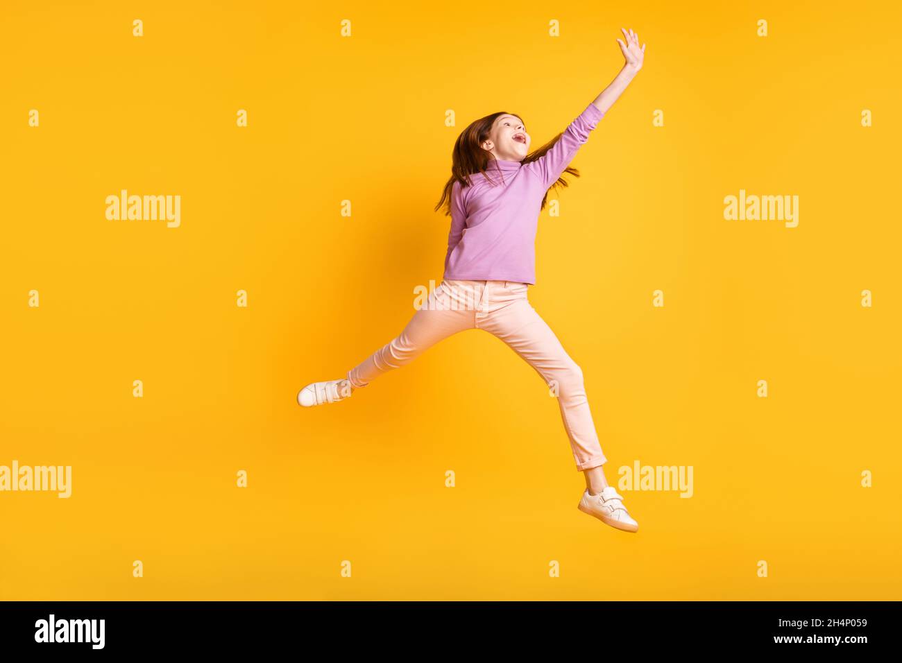 Full size photo of young funky excited cheerful crazy little girl ...