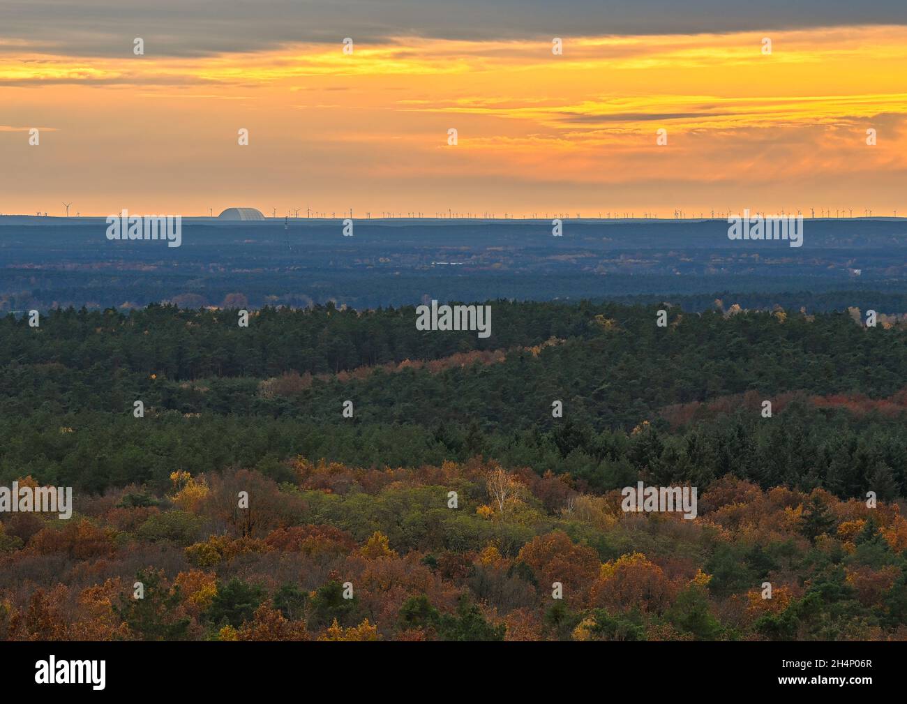03 November 2021, Brandenburg, Rauen: View from the approximately 40 ...
