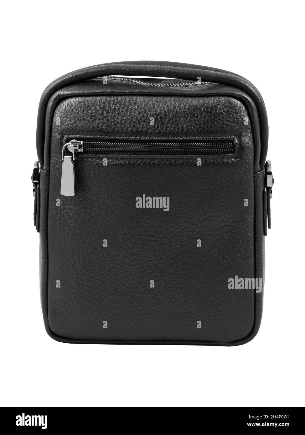 Modern men handbag made of matte black leather placed on white isolated ...