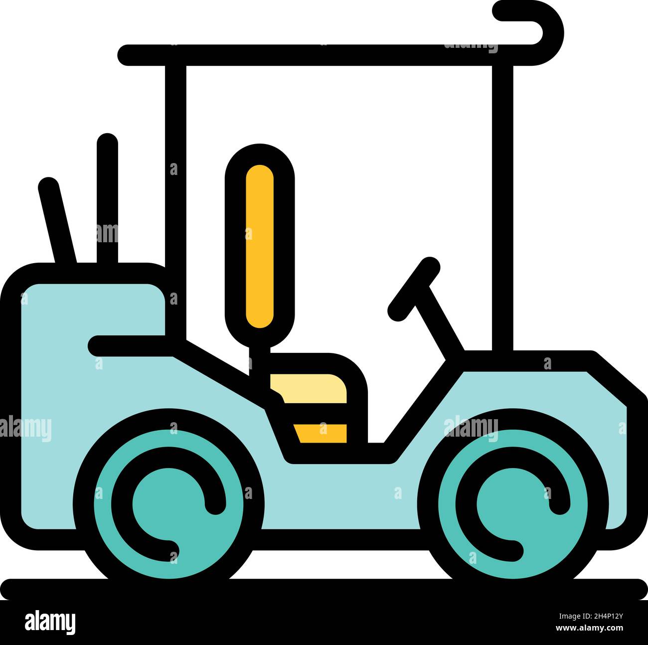 Golf cart car icon. Outline golf cart car vector icon color flat ...