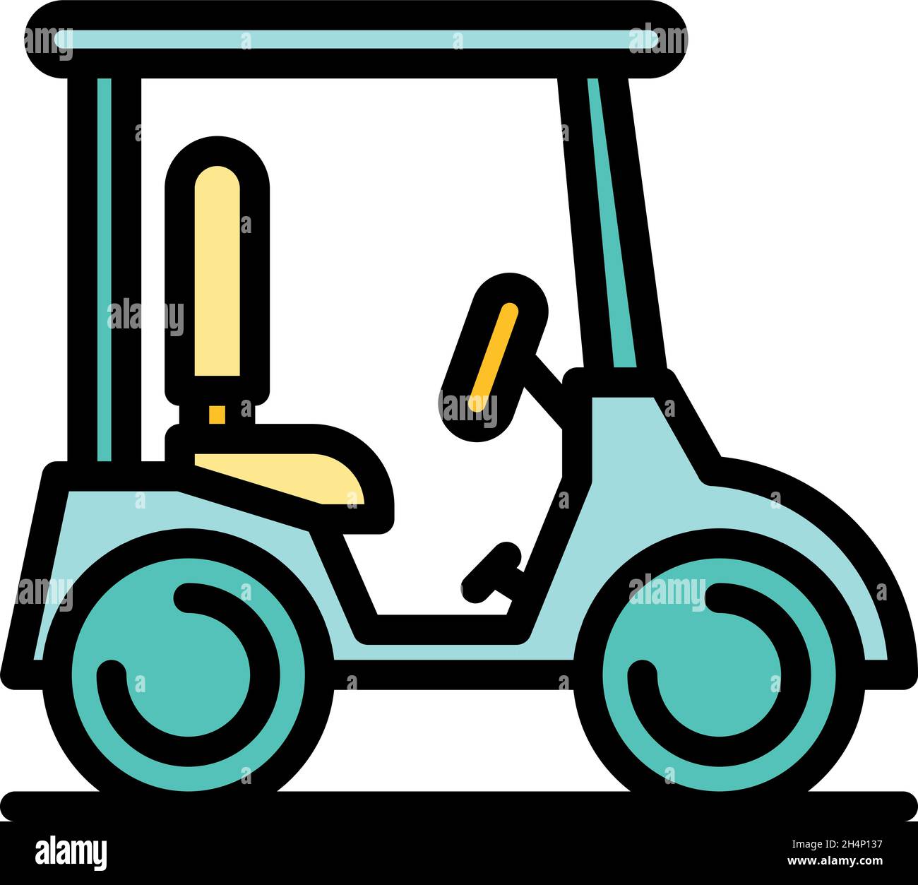 Caddy golf cart icon. Outline caddy golf cart vector icon color flat ...