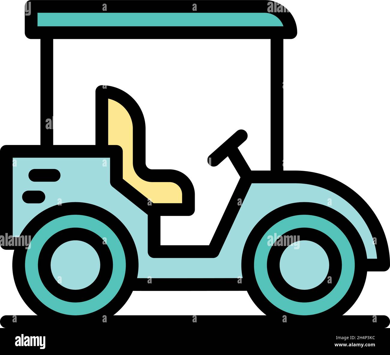 Big golf cart icon. Outline big golf cart vector icon color flat ...