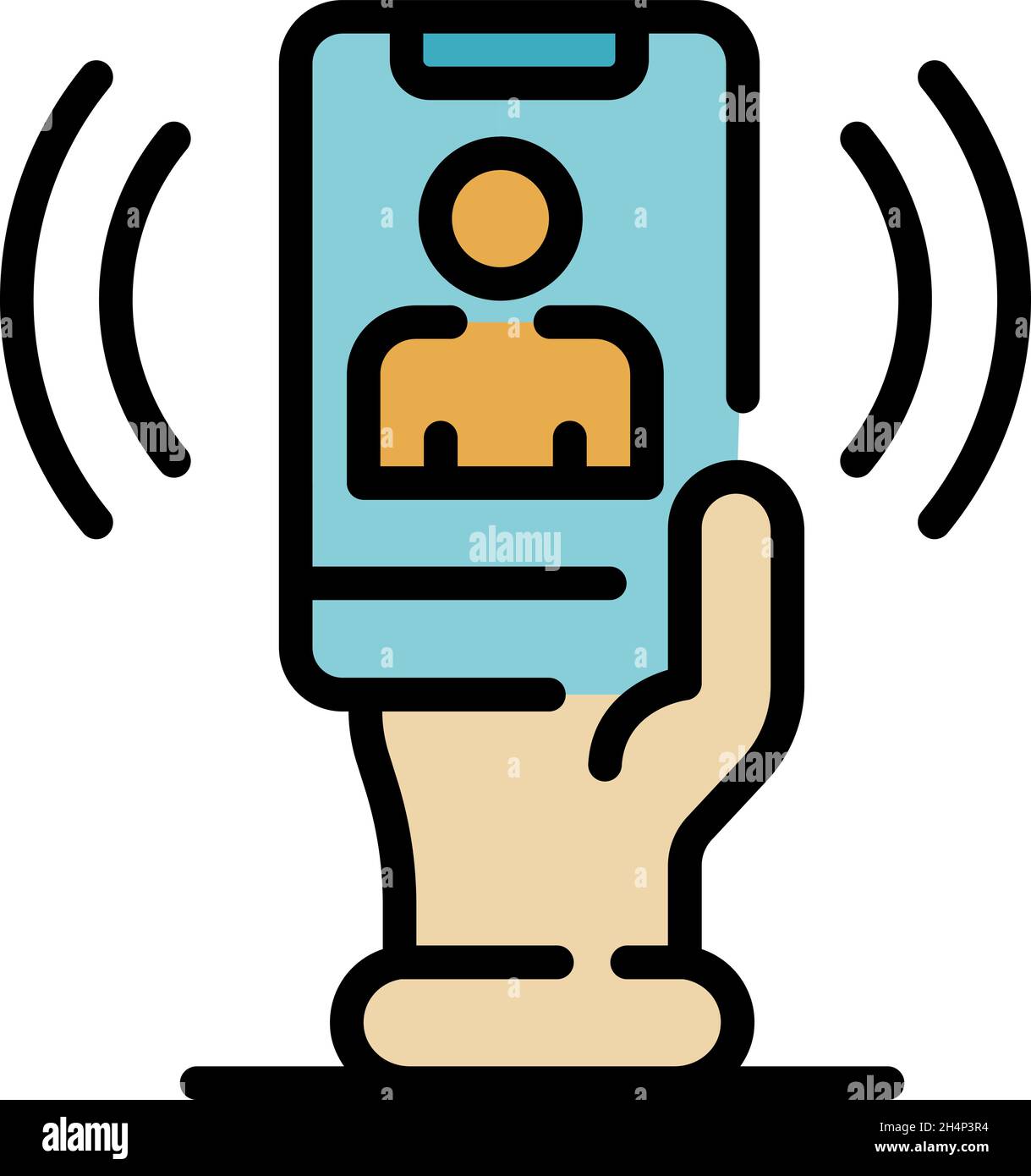 Phone video call icon. Outline phone video call vector icon color flat ...