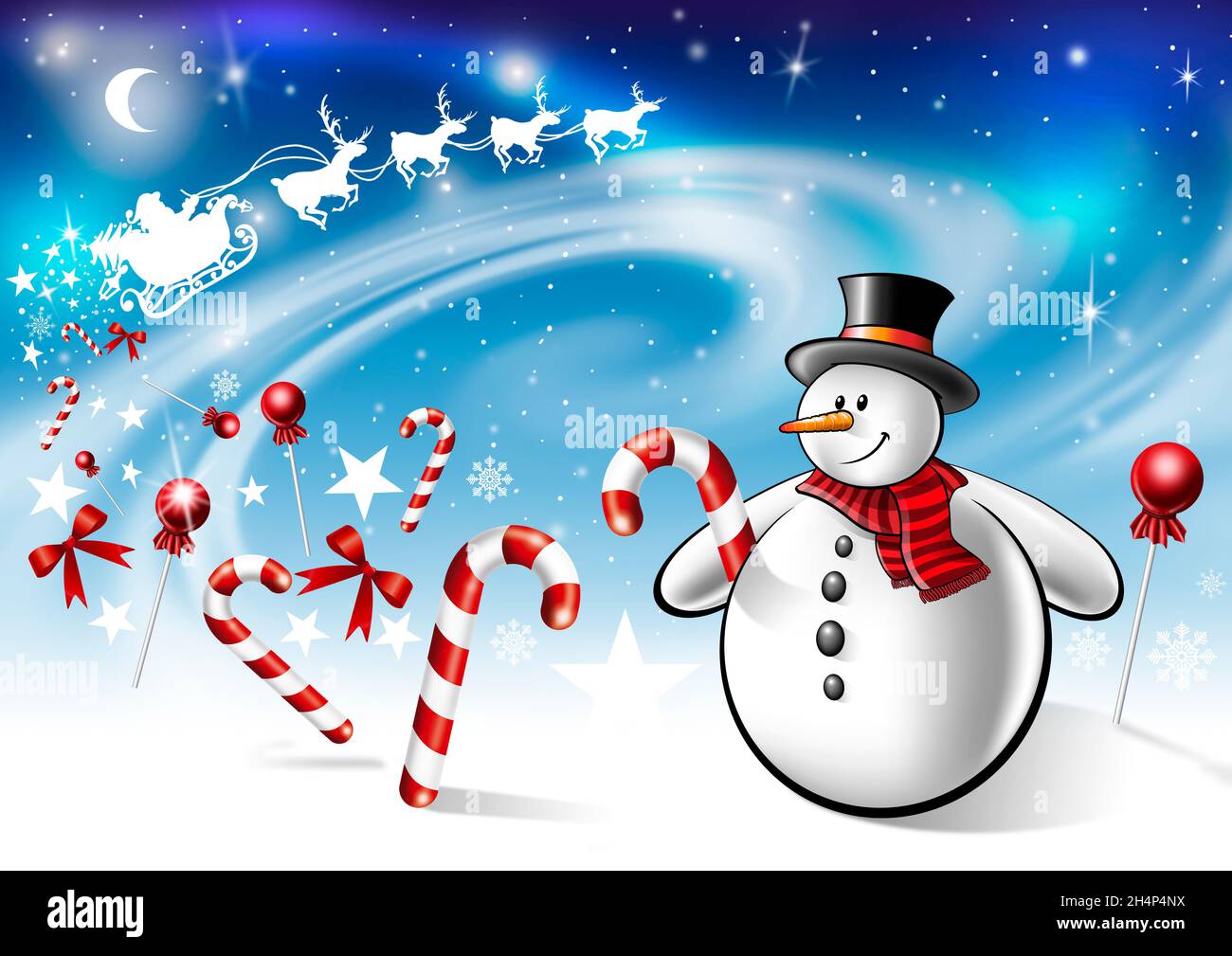 Christmas and New Year fairy tale snowman and Santa Claus Stock Photo ...