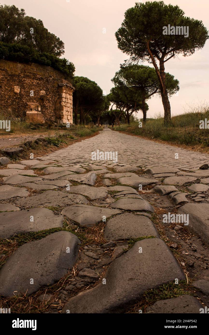 sunset on ancient roman road Stock Photo - Alamy