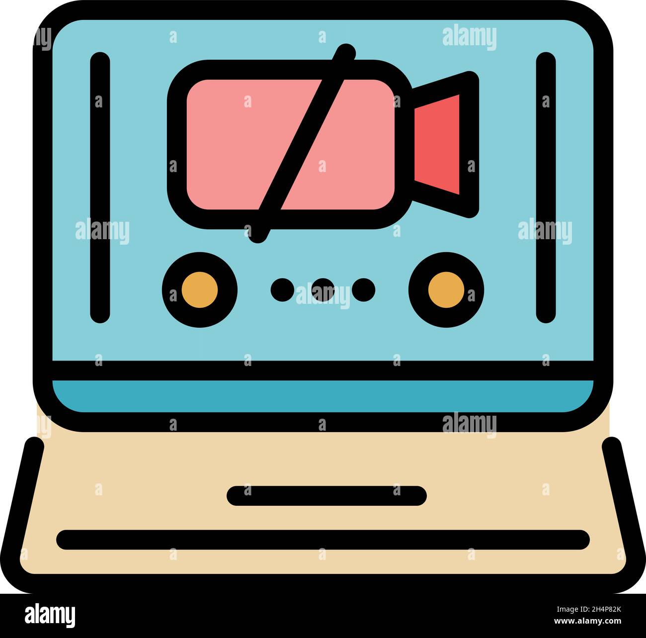 No video call icon. Outline no video call vector icon color flat ...