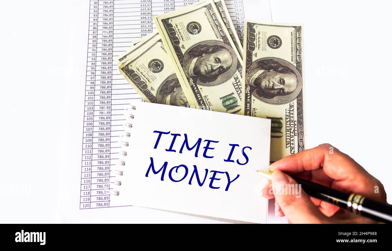 Time is money, financial concept on documents and dollars Stock Photo ...