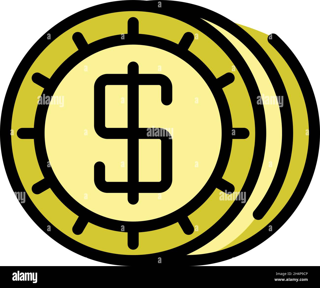 Dollar token icon. Outline dollar token vector icon color flat isolated ...