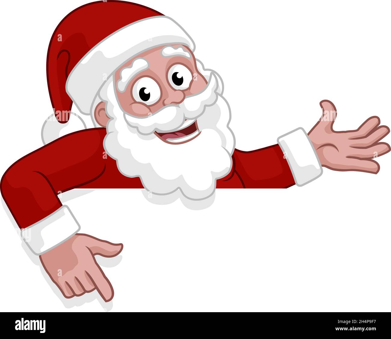 Christmas Cartoon Santa Claus Pointing Over a Sign Stock Vector Image ...