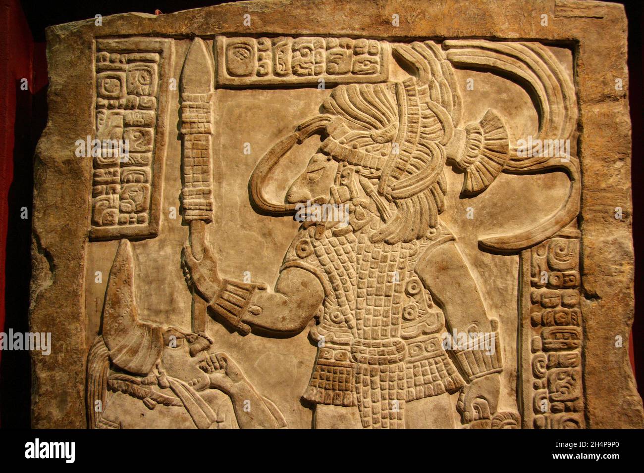 Stone relief of bloody Mayan rite in the British Museum. Established in ...