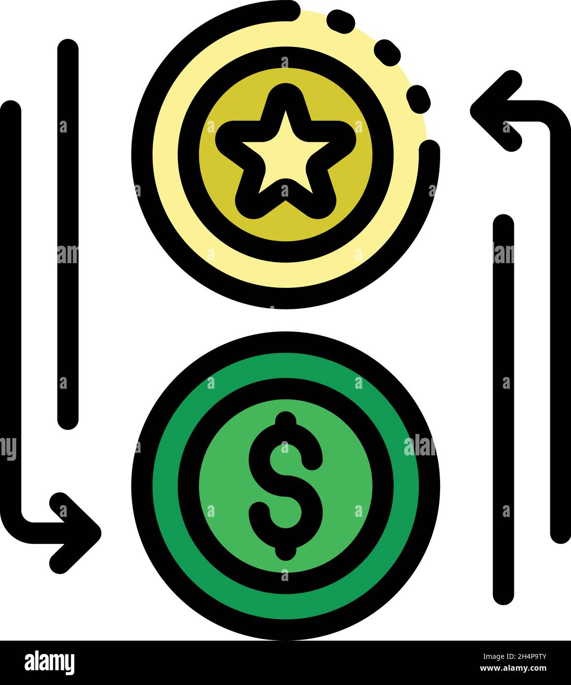 Tokens exchange icon. Outline tokens exchange vector icon color flat ...