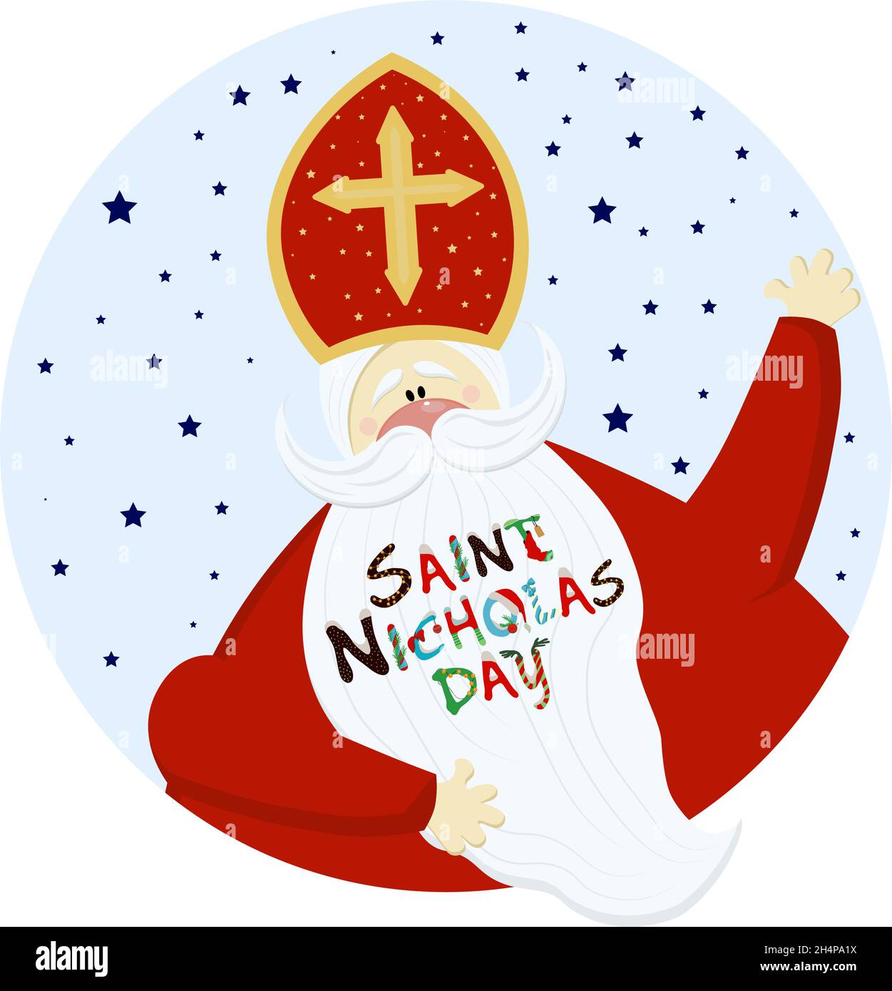 Round sign of St. Nicholas. Tag for St. Nicholas Day. Sinterklaas Eve ...