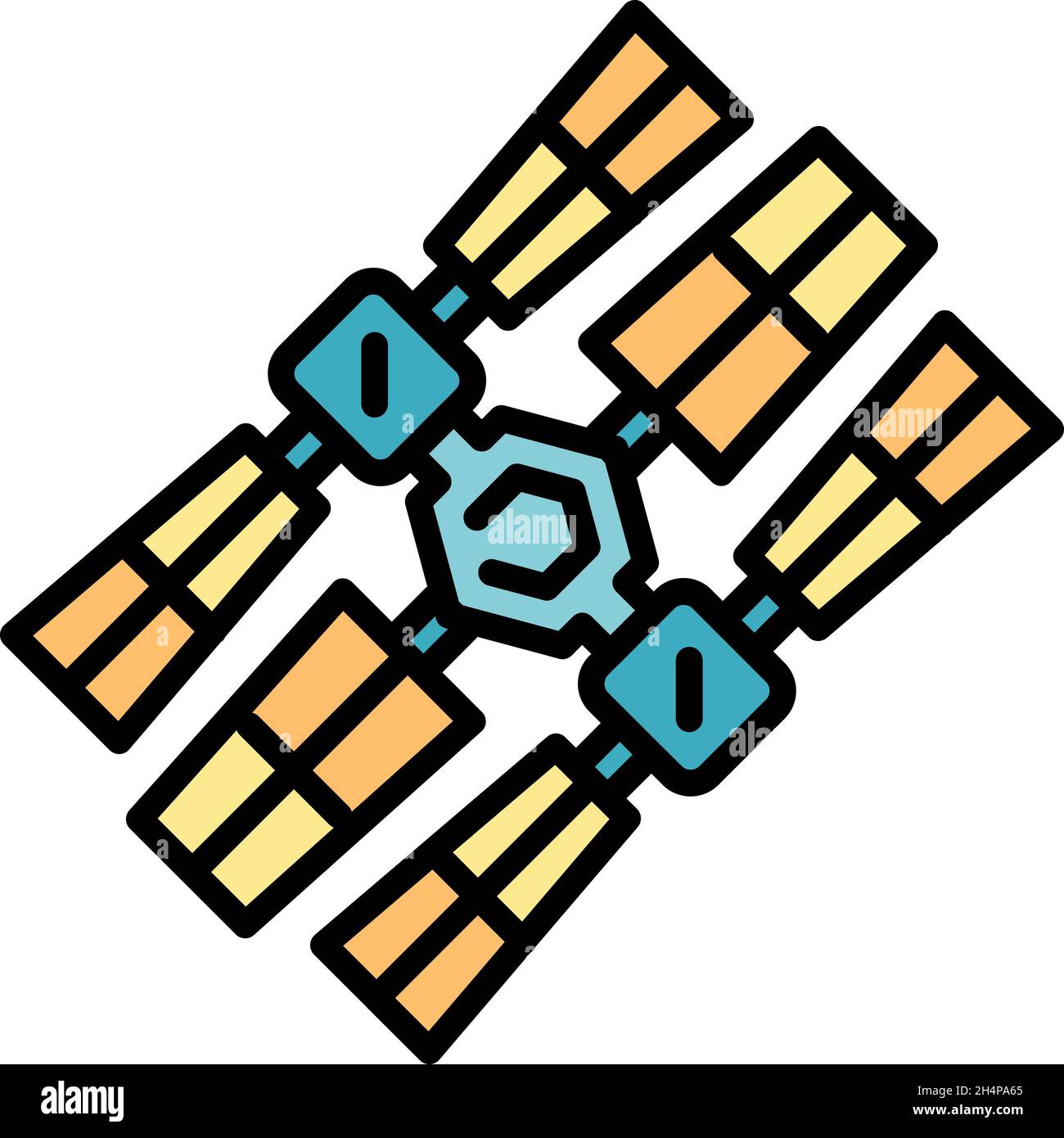 Space station icon. Outline space station vector icon color flat ...