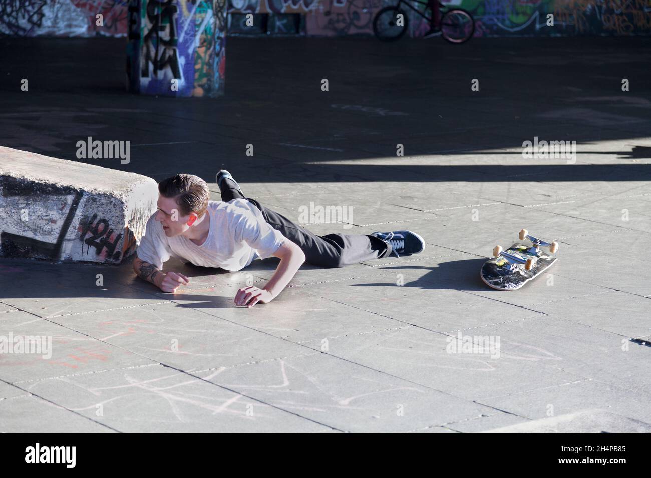 Whoops - after the spill - a fall in London's Graffiti land on the ...