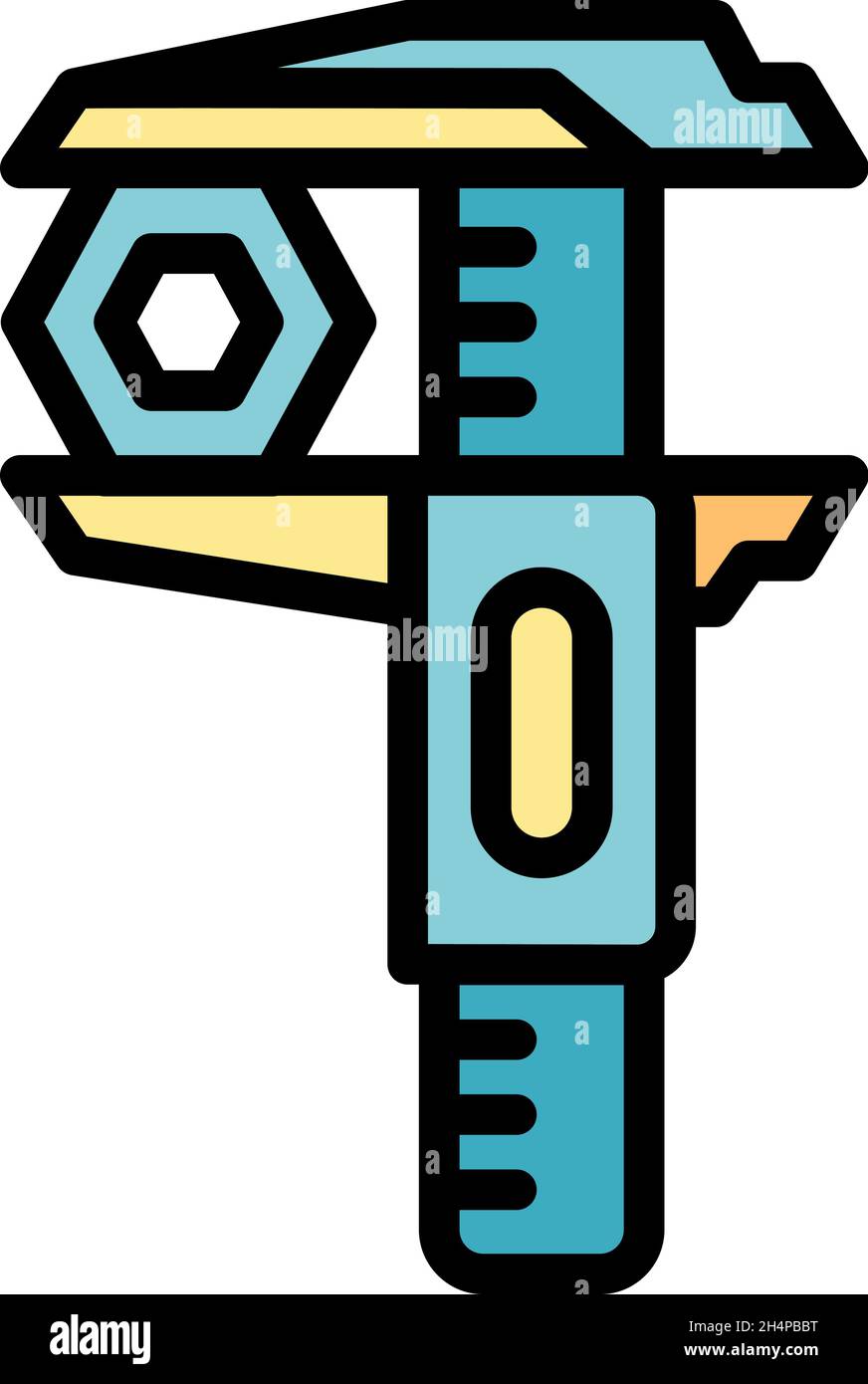 Bolt caliper icon. Outline bolt caliper vector icon color flat isolated ...