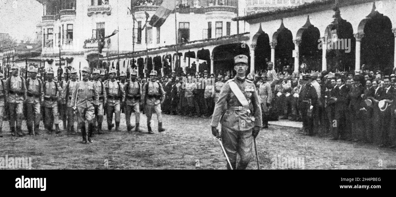 Romanian royal heir Prince Carol parading at the head of his company ...