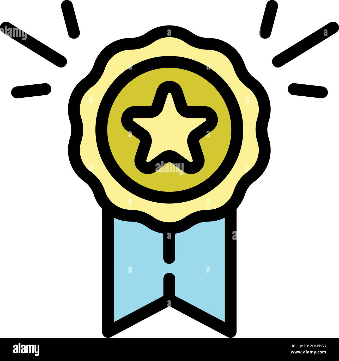 Token medal icon. Outline token medal vector icon color flat isolated ...