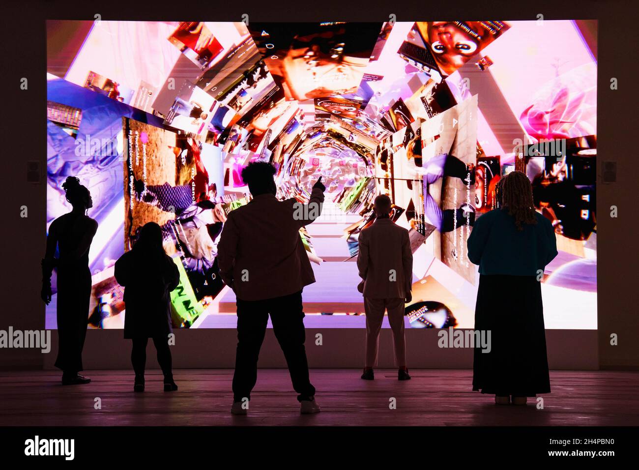 EDITORIAL USE ONLY Silhouettes of creators (left to right), Otamere ...