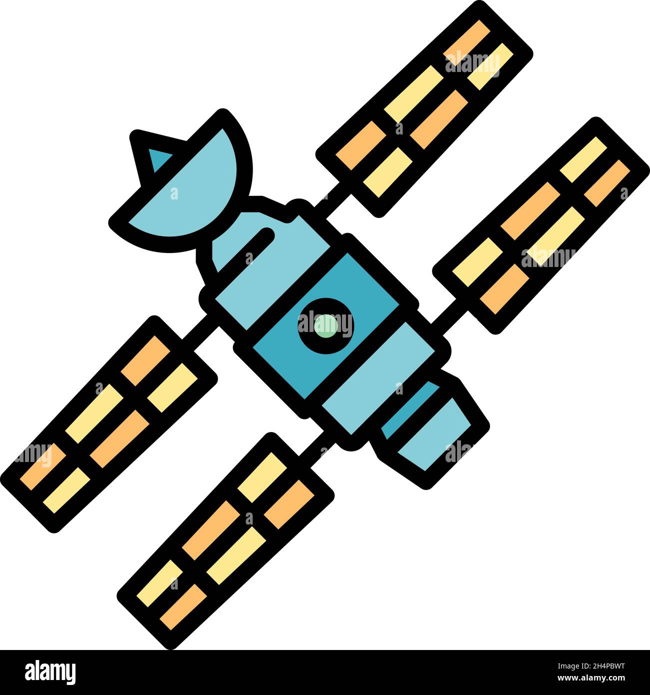 Spacecraft icon. Outline spacecraft vector icon color flat isolated ...