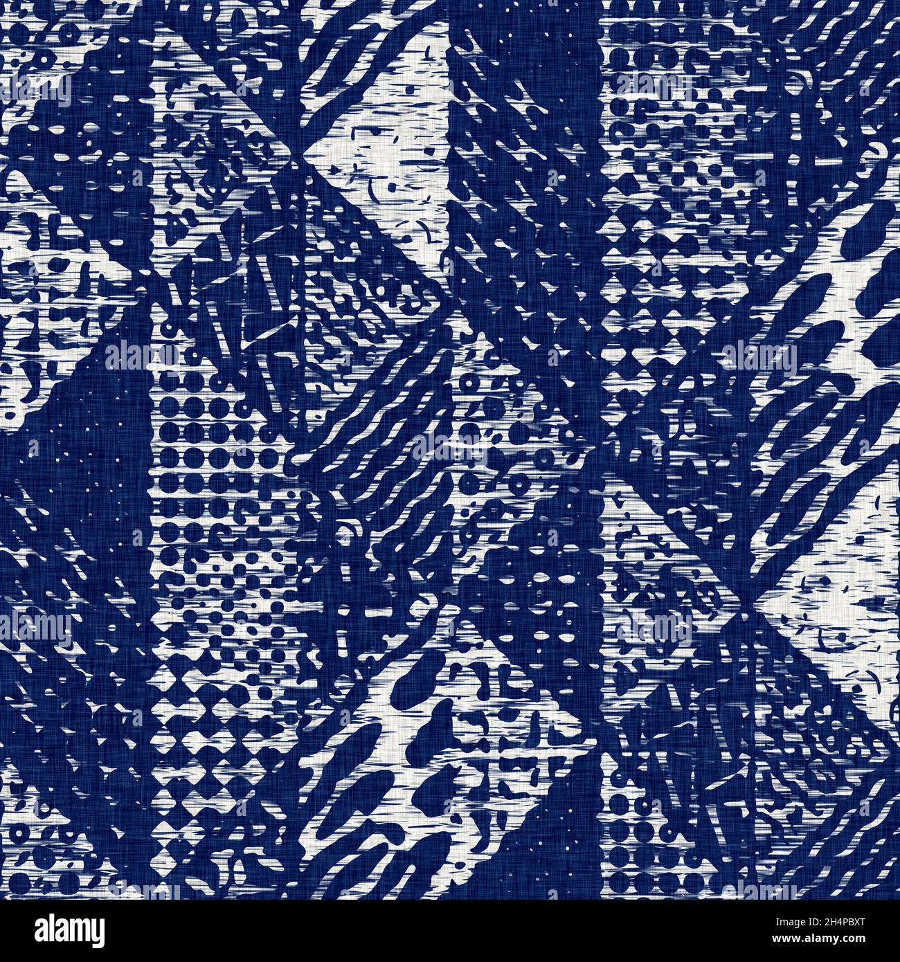 Indigo dyed fabric geo shape pattern texture. Seamless textile fashion ...