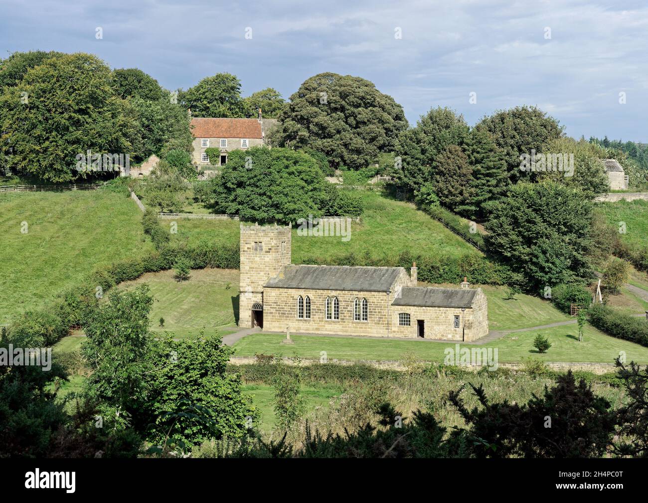 Georgian landscape with Pockerley Old Hall and St Helens church visible ...