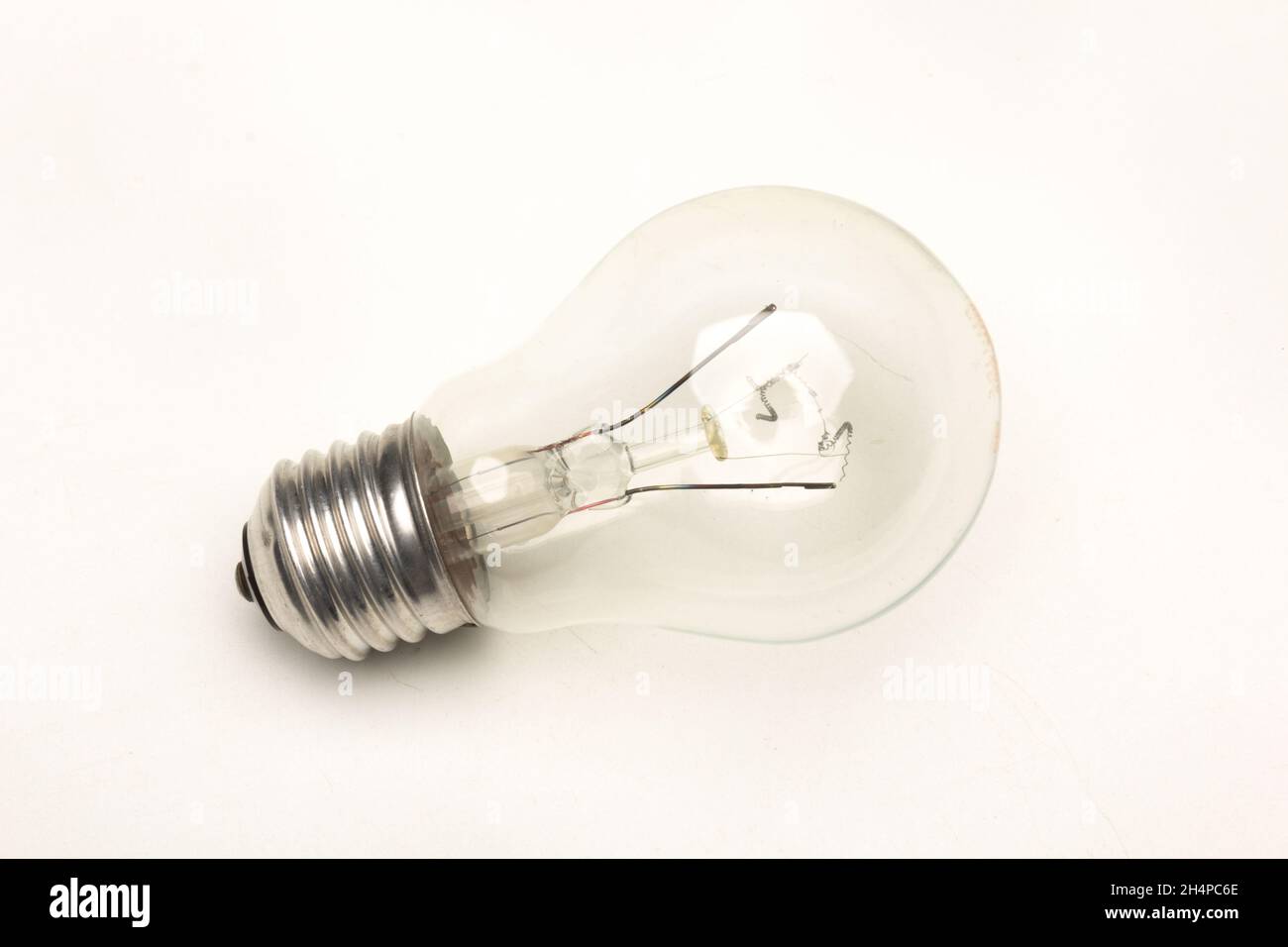 Clear glass incandescent filament bulb, analog technology Stock Photo ...