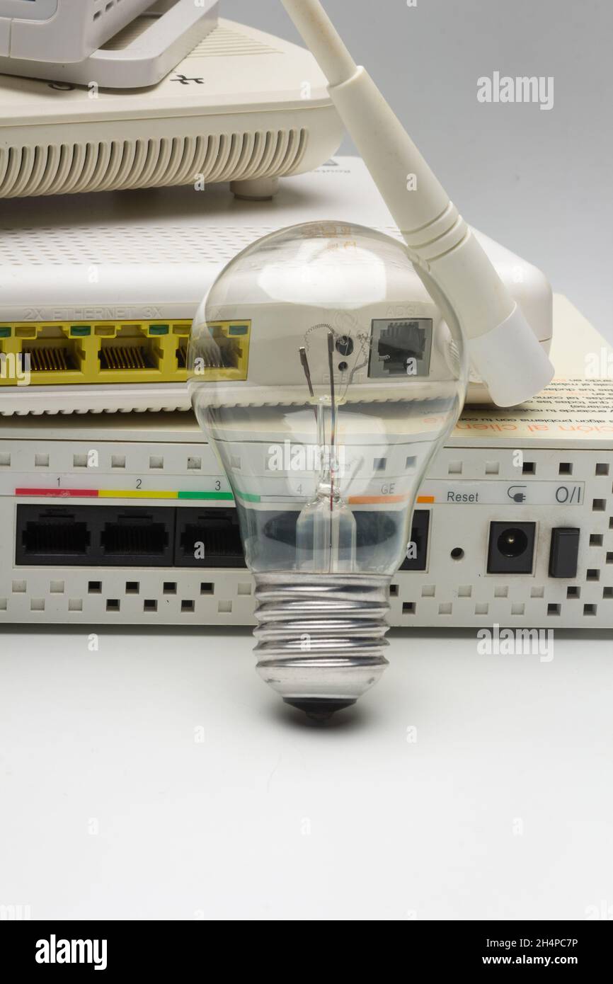 Digital communication, sending information digitally. Routers Stock ...