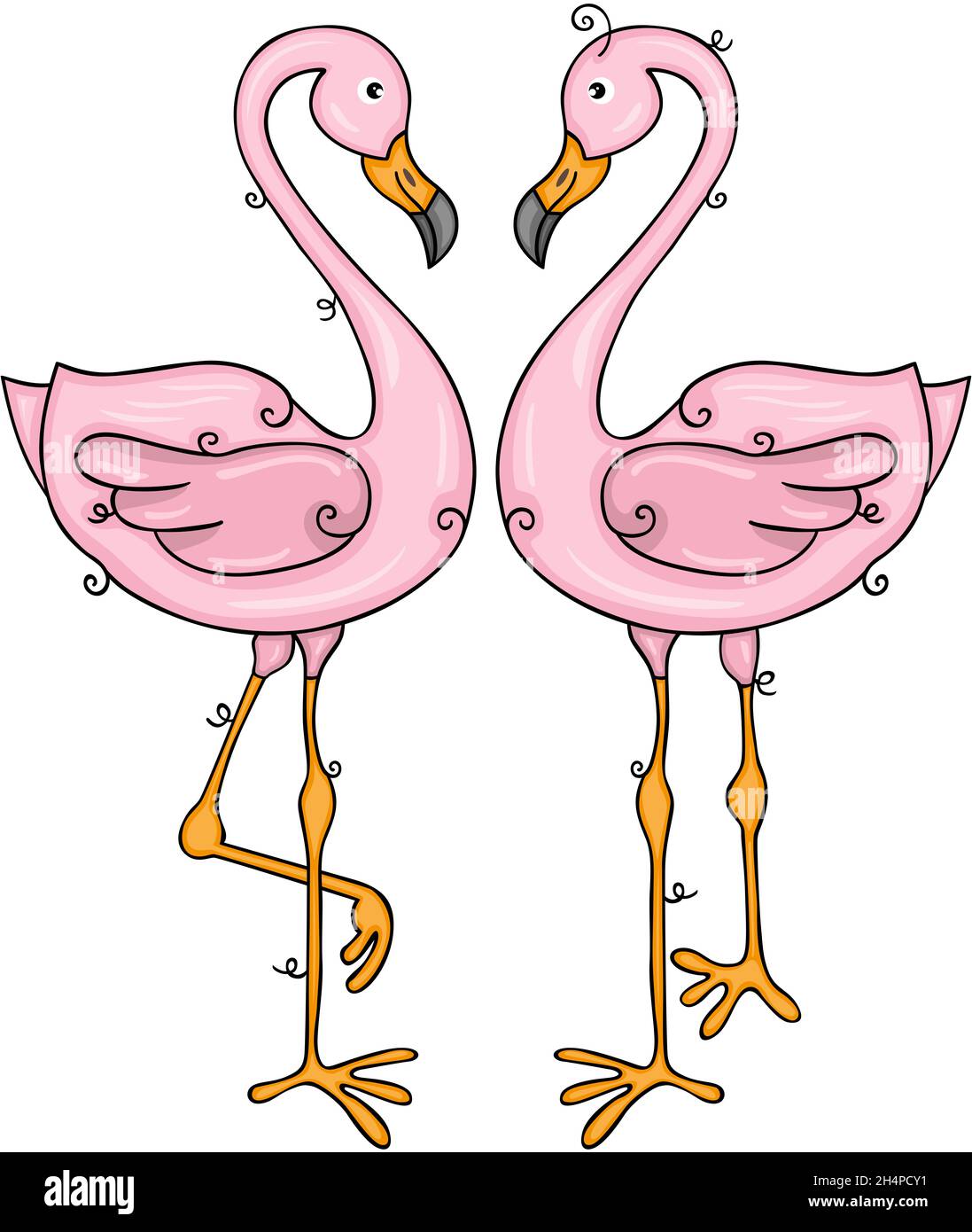 Two cute funny pink flamingos Stock Photo - Alamy