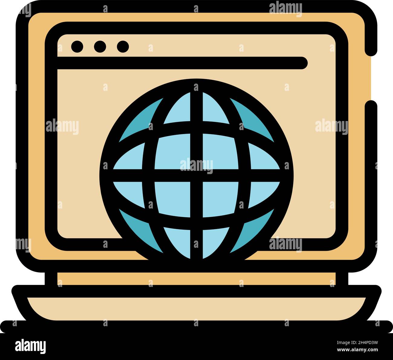 Computer browser icon. Outline computer browser vector icon color flat ...