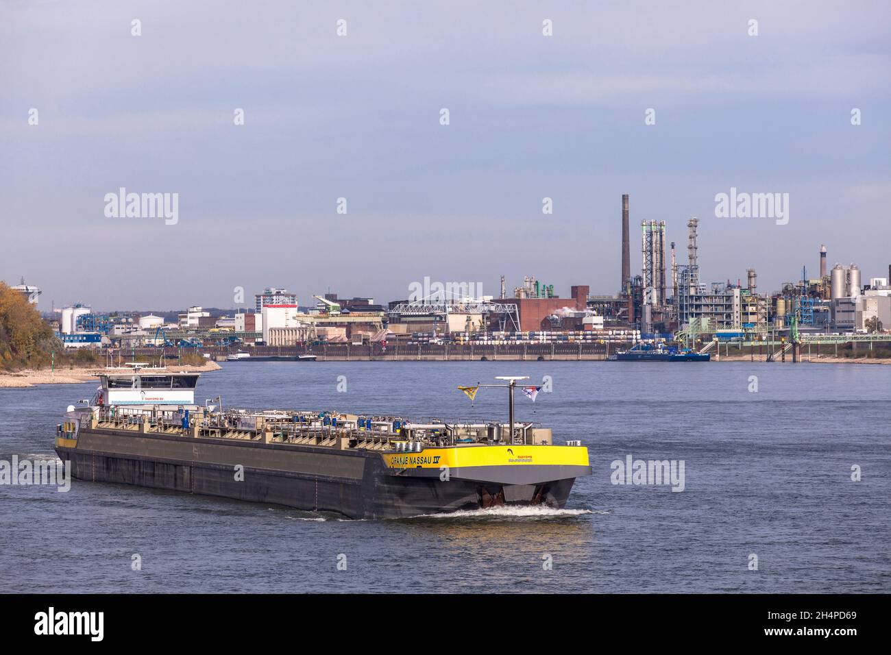 view to the Chempark, former known as the Bayer factory, river Rhine ...