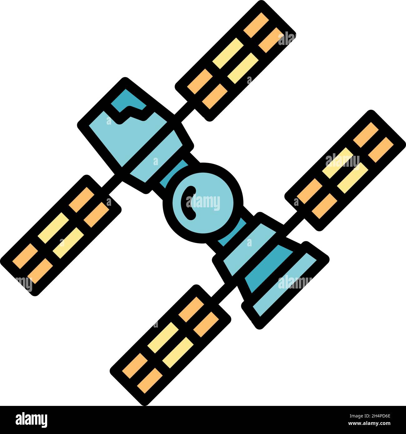 Space station probe icon. Outline space station probe vector icon color ...