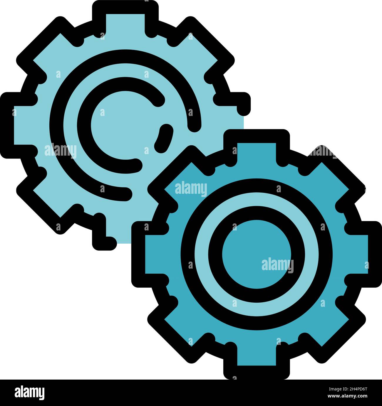 Process gear icon. Outline process gear vector icon color flat isolated ...