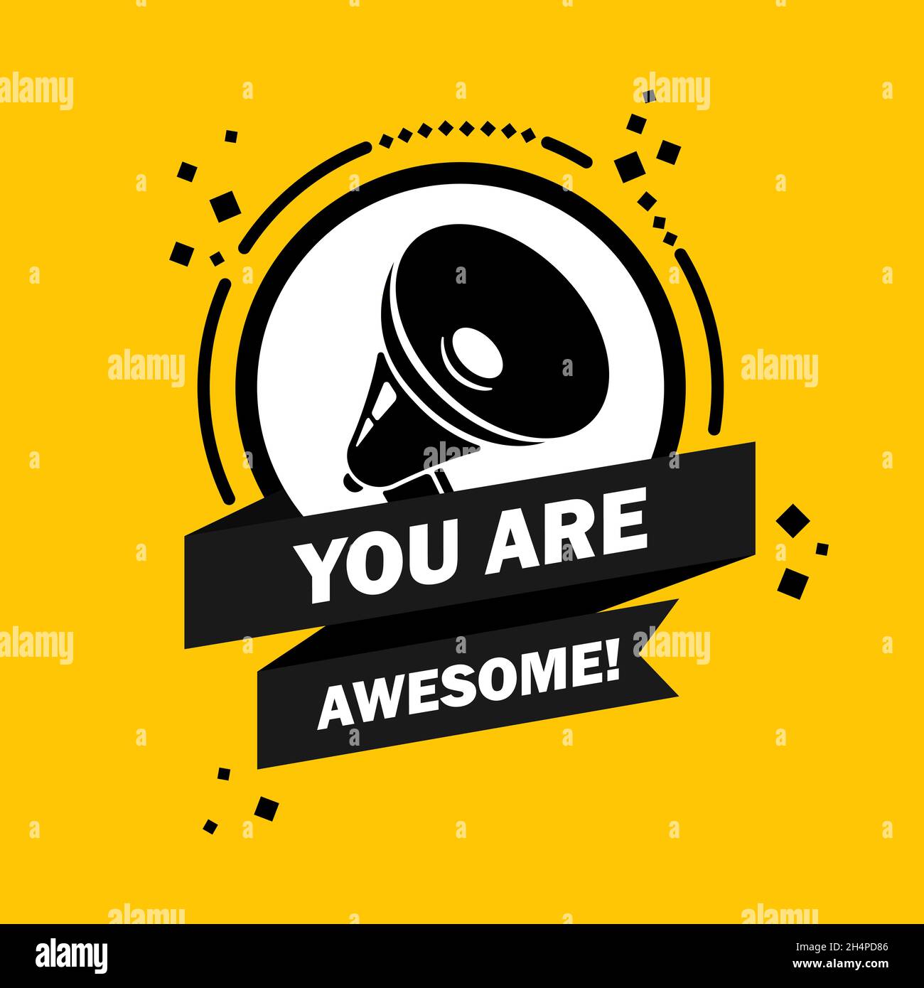 You are awesome. Megaphone with You are awesome speech bubble banner ...