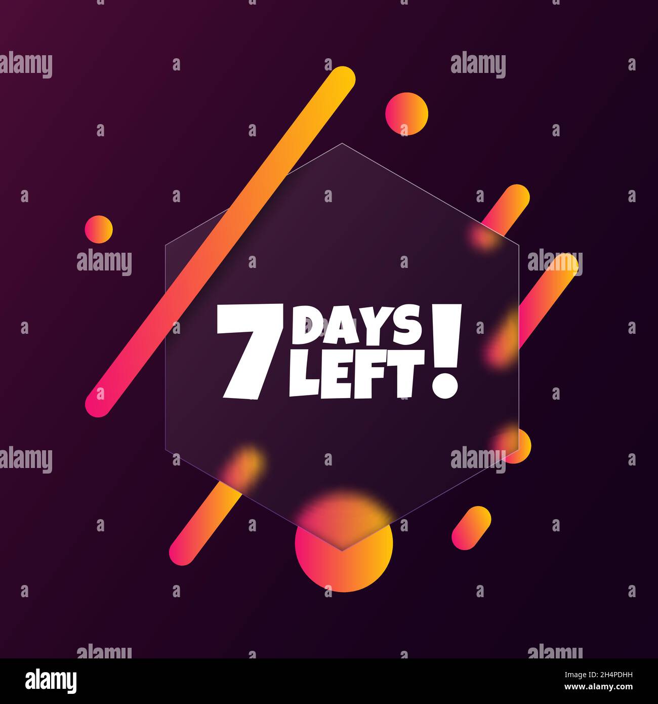 7 days left. Speech bubble banner with 7 days left text. Glassmorphism ...