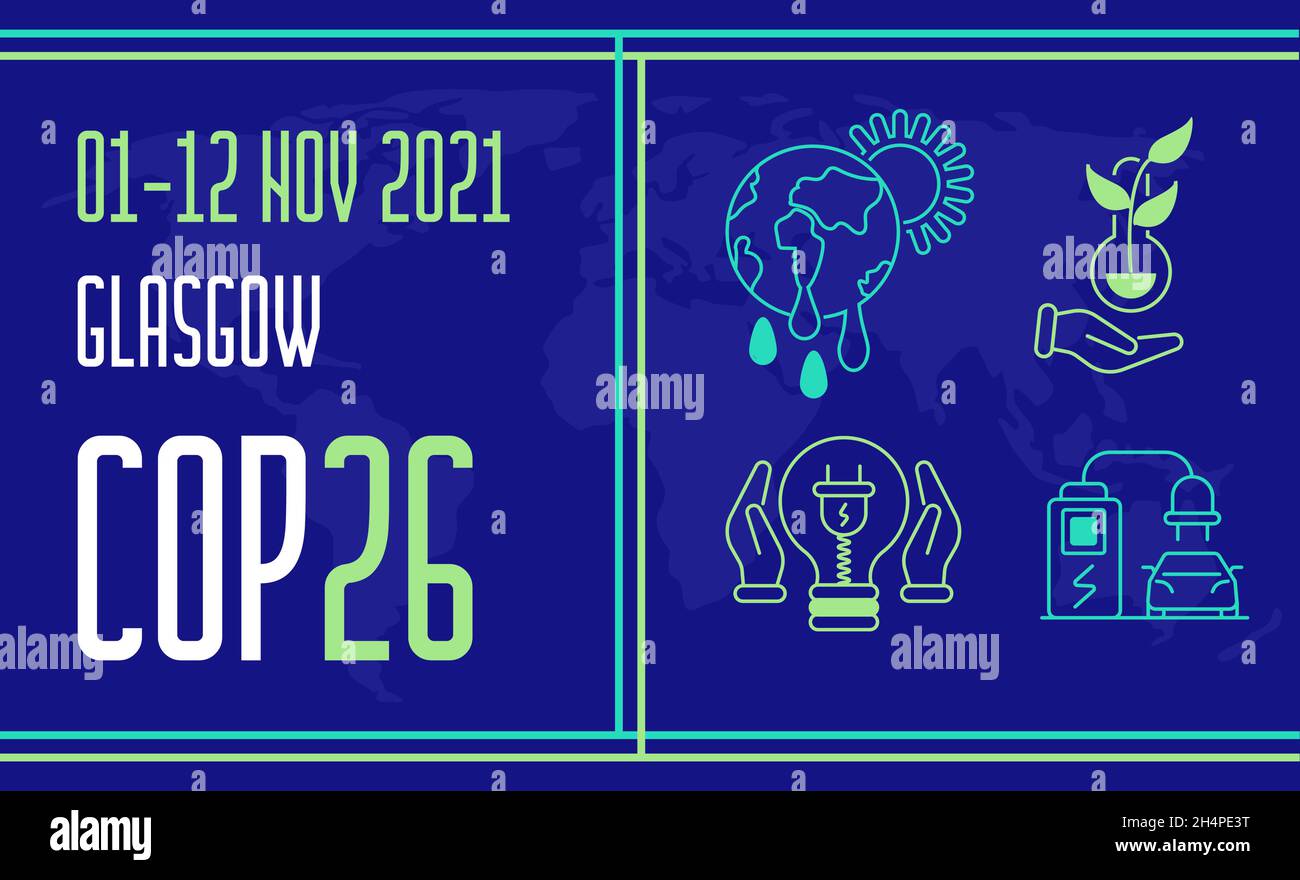 COP 26 Glasgow 2021 banner vector illustration. Poster, flyer, Climate ...