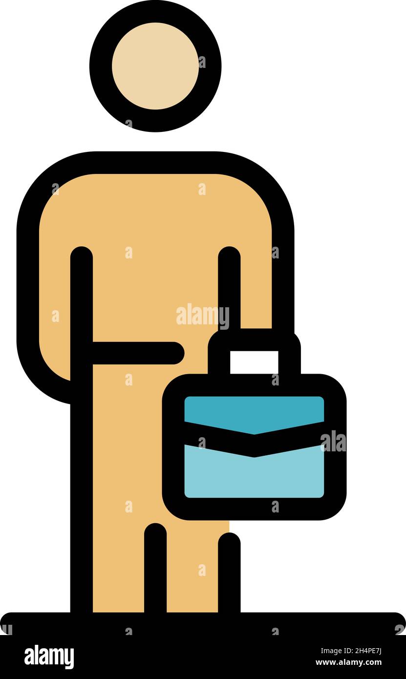 Worker man icon. Outline worker man vector icon color flat isolated ...